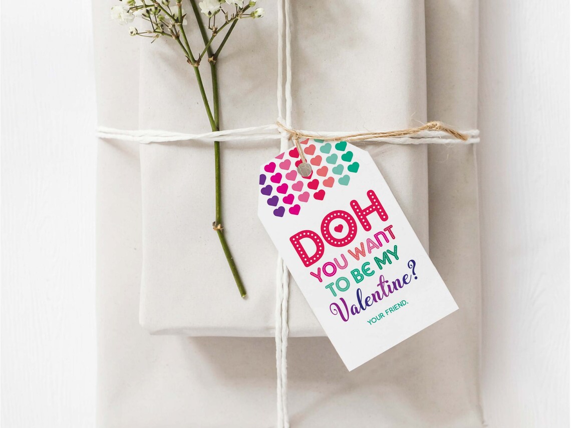 Printable Doh You Want to Be My Valentine Tag, Play Dough Valentine Tag ...