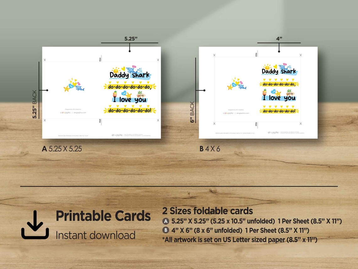 Father's Day Card for Daddy, Printable Father's Shark Card, Funny ...