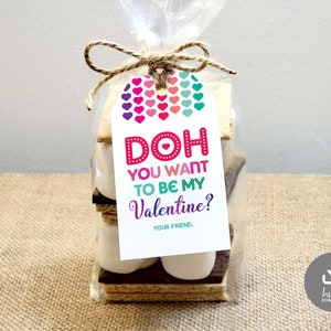 Printable Doh You Want to Be My Valentine Tag, Play Dough Valentine Tag ...