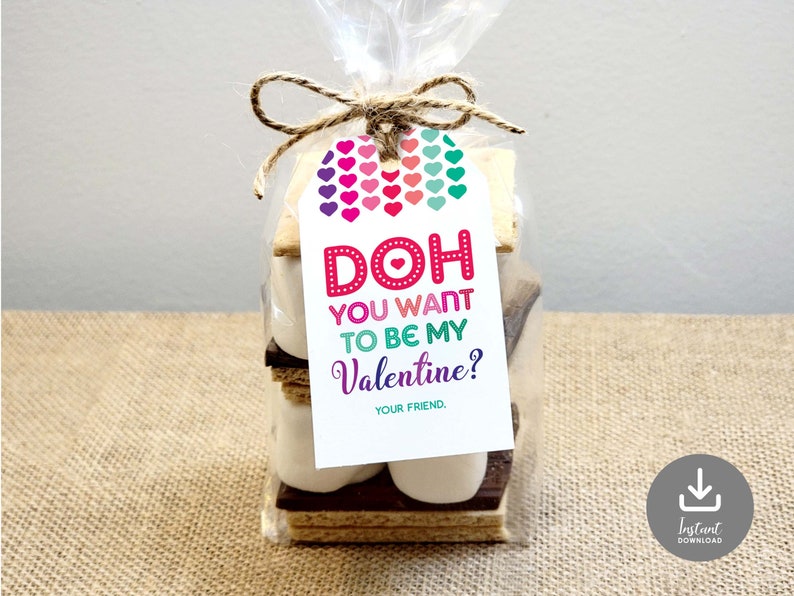 Printable Doh You Want to Be My Valentine Tag, Play Dough Valentine Tag ...