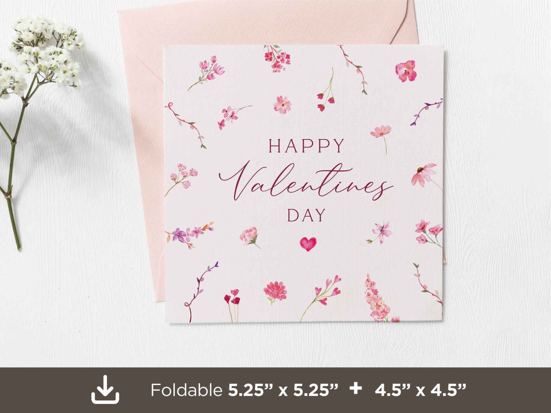 Printable Happy Valentines Day Card,valentines Day Downloadable Card ...