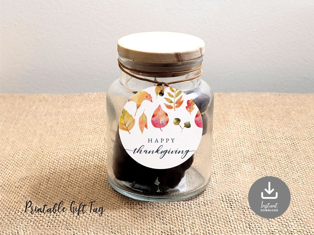 Fall Thanksgiving Cookie Tags: Printable Round 2.5" Gift Tags (digital ...
