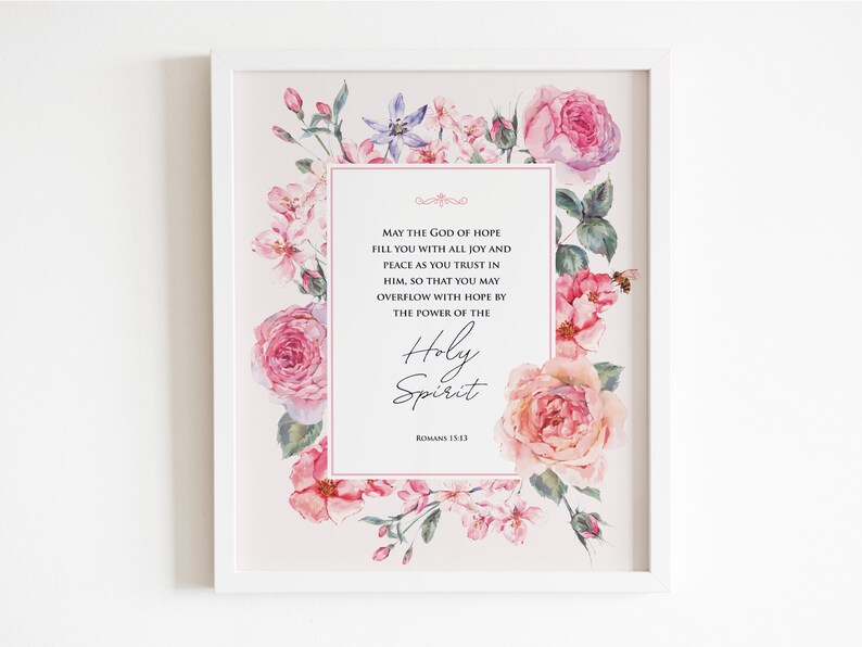 Printable Bible Verse Wall Art,may the God of Hope Fill You, Romans 15: ...