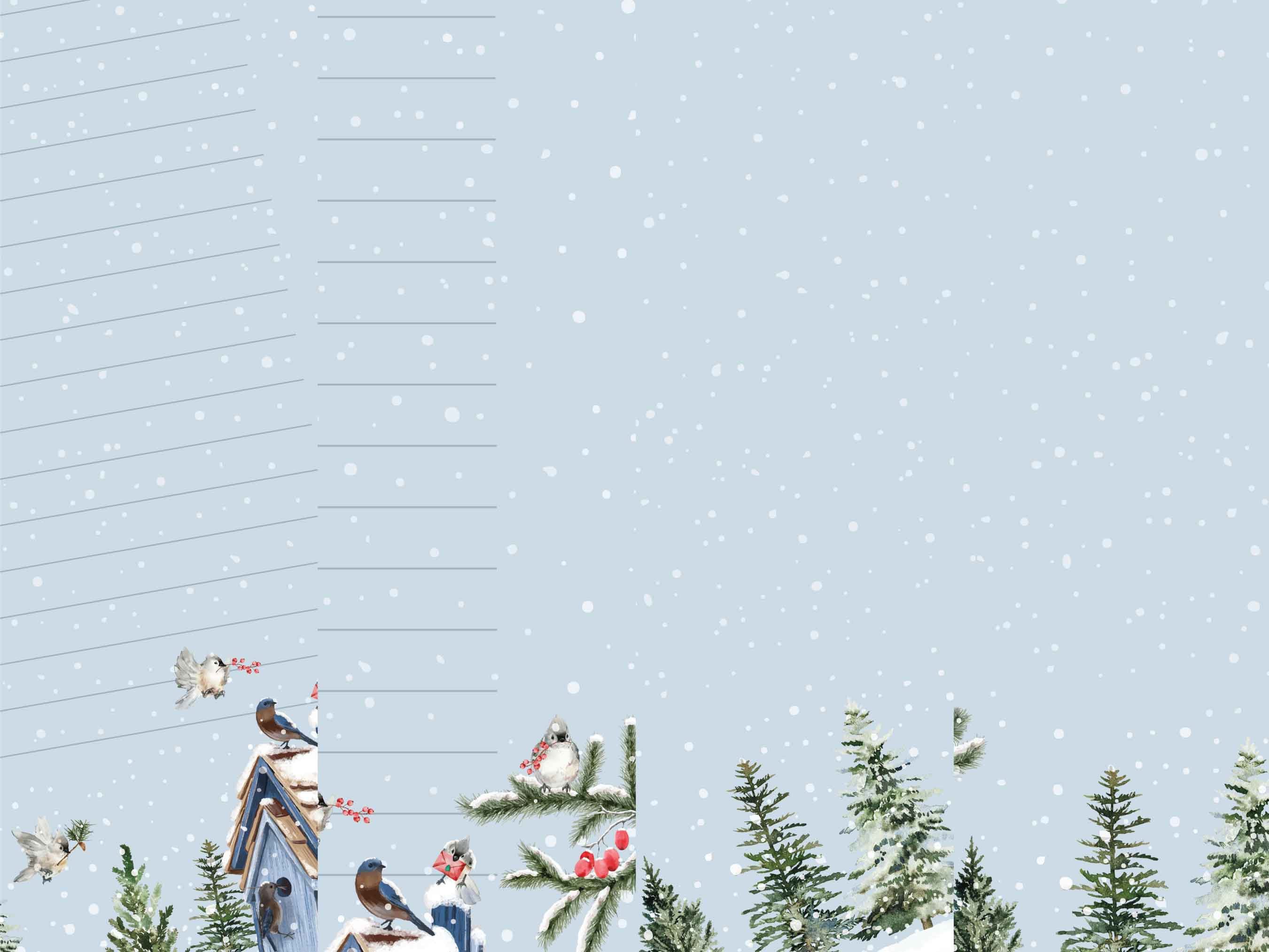 Printable Winter Forest Stationery Writing Paper,winter Stationary ...