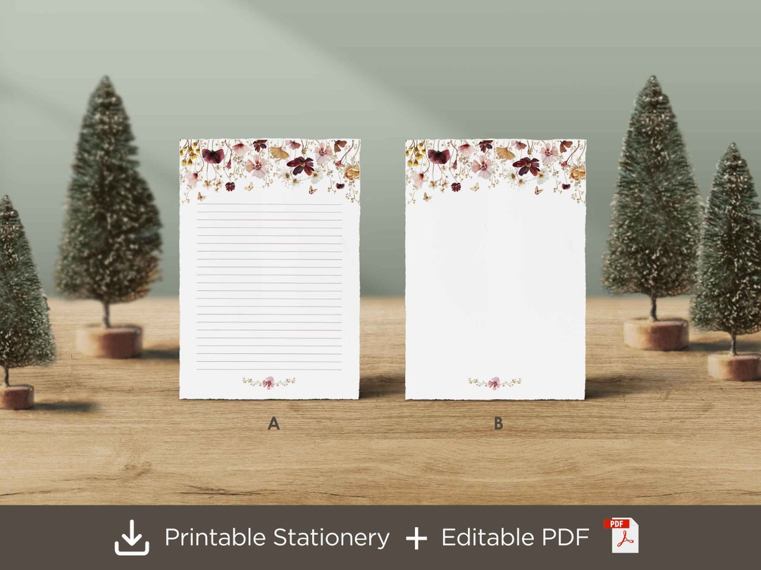 Floral Printable Stationery, Printable Writing Paper, Aesthetic ...