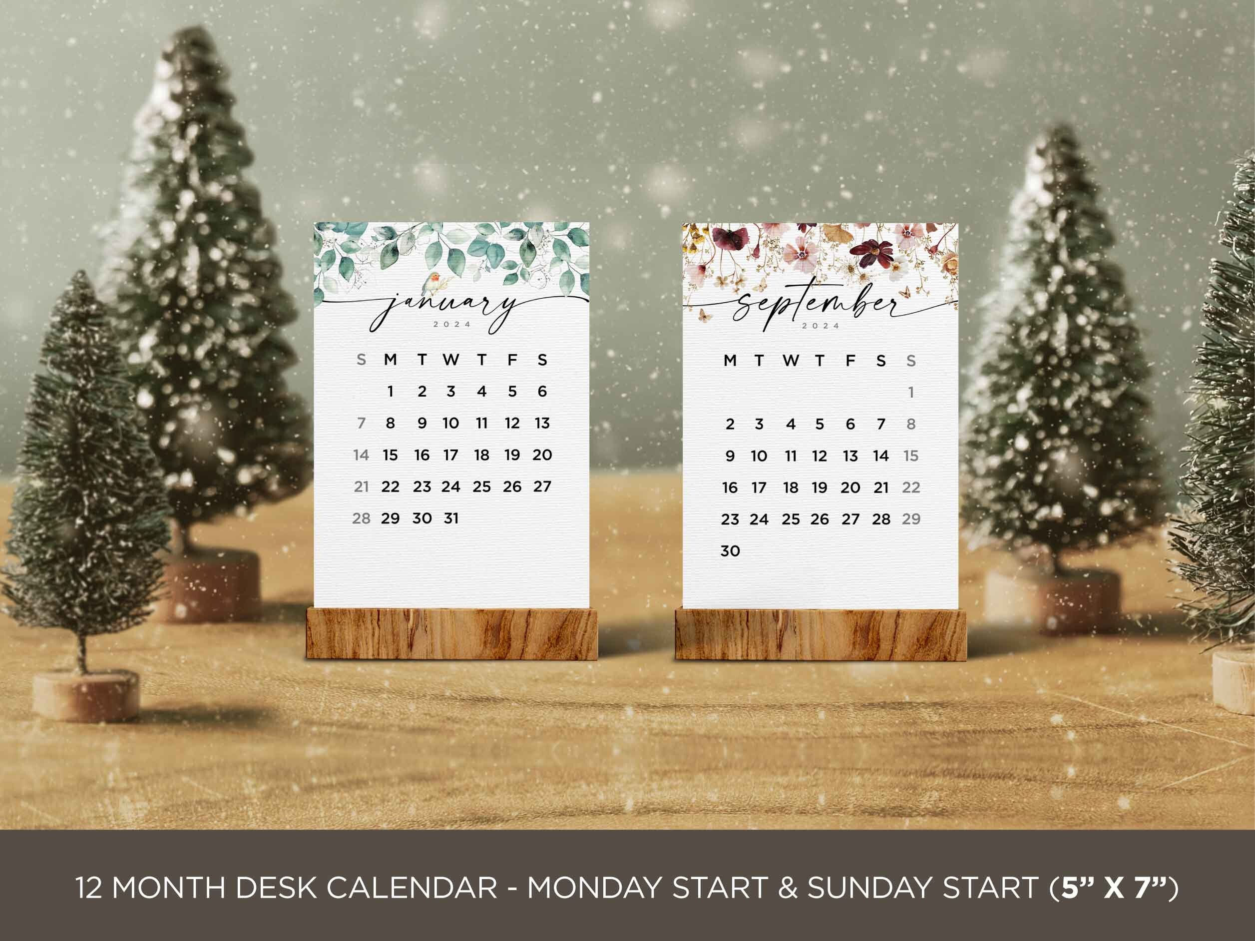 2024 Printable Editable Calendar Bundle Monthly Calendars,flowers and ...