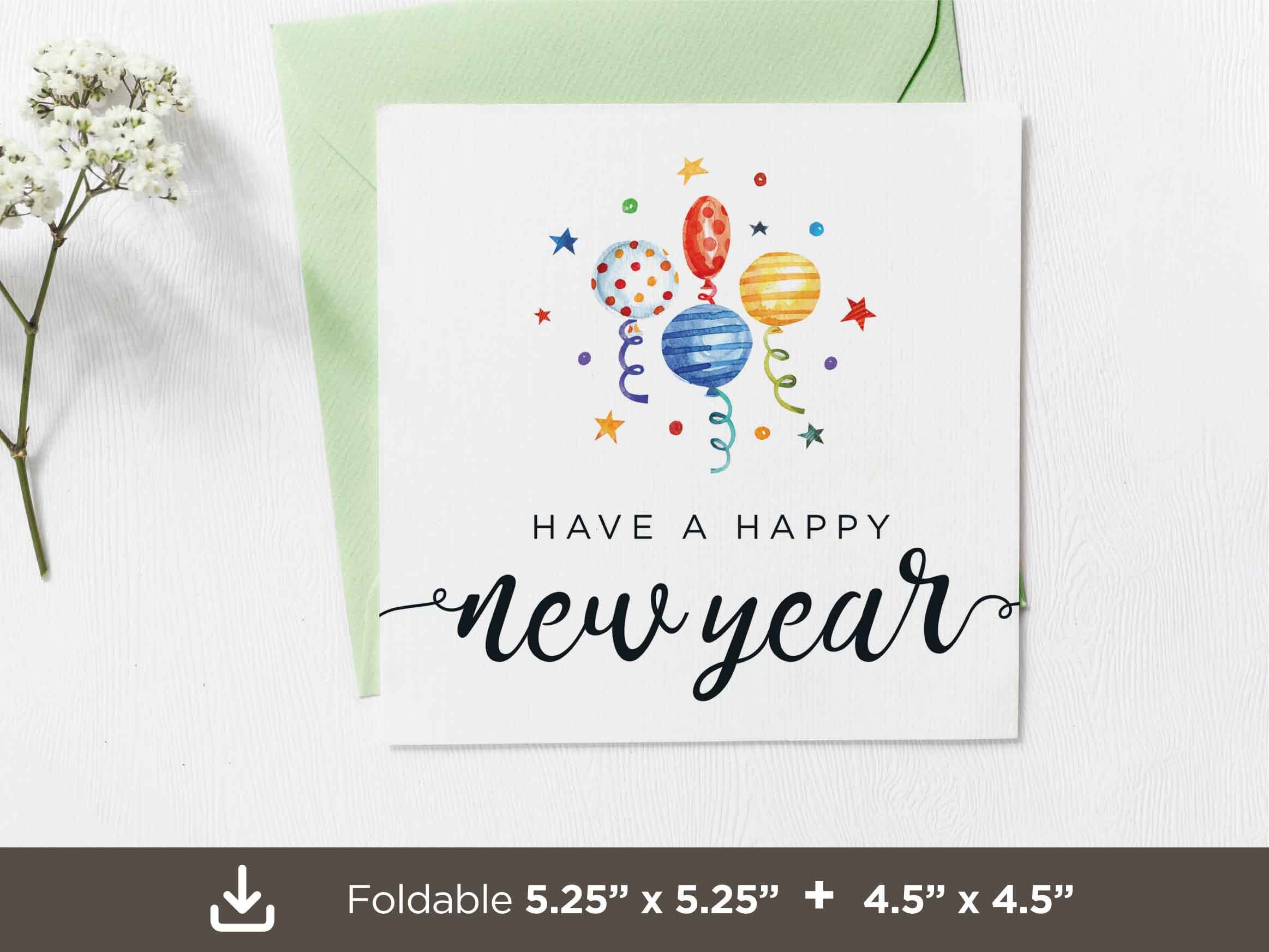 Happy New Year Printable Card, Printable New Year Cards, New Year ...