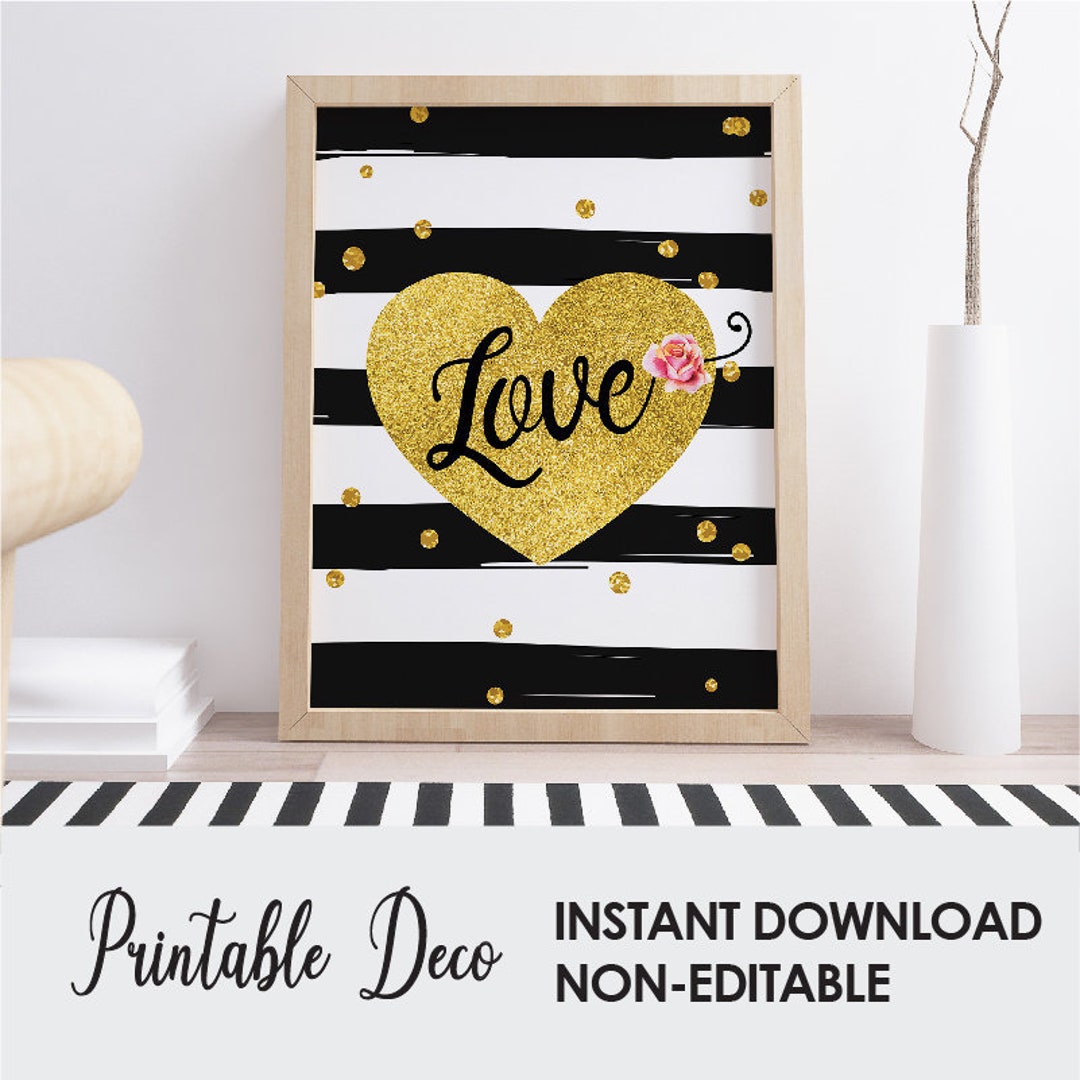Printable Love Wall Art, Love Wall Decor, Valentines Day Gift, Party ...
