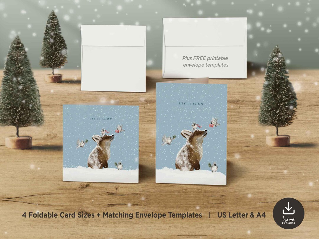 Woodland Animal Winter Greeting Card Printable (digital Download) - Etsy