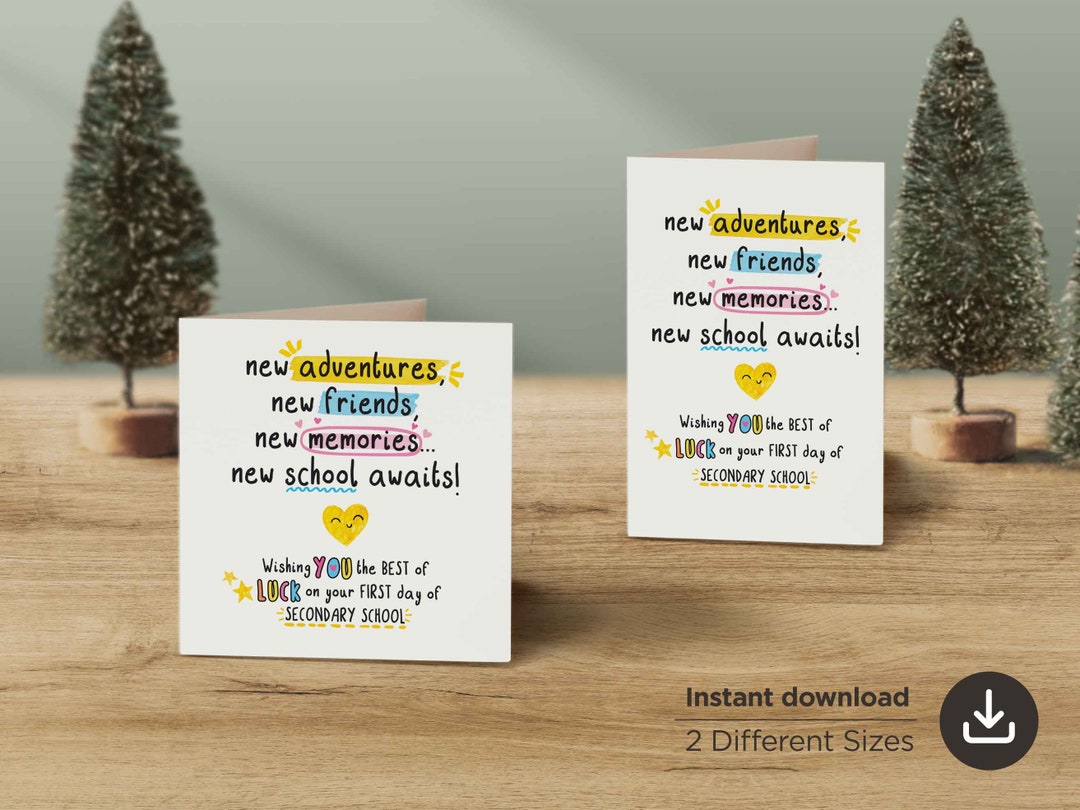 First Day of Secondary School Good Luck Card, Printable Good Luck Card ...