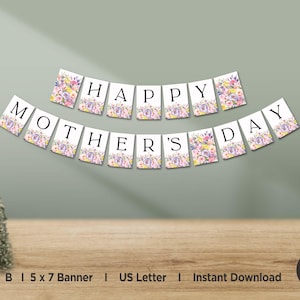Mother’s Day Printable Floral Banner | DIY Decoration for Brunch, Party ...