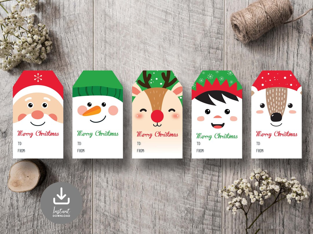 Christmas Gift Tags Printable Christmas Favor Tags Santa Claus Tags ...