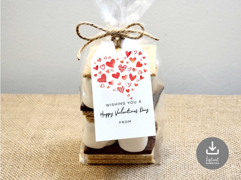 Printable Watercolor Love Hearts Gift Tag, Hearts Valentine's Tag ...