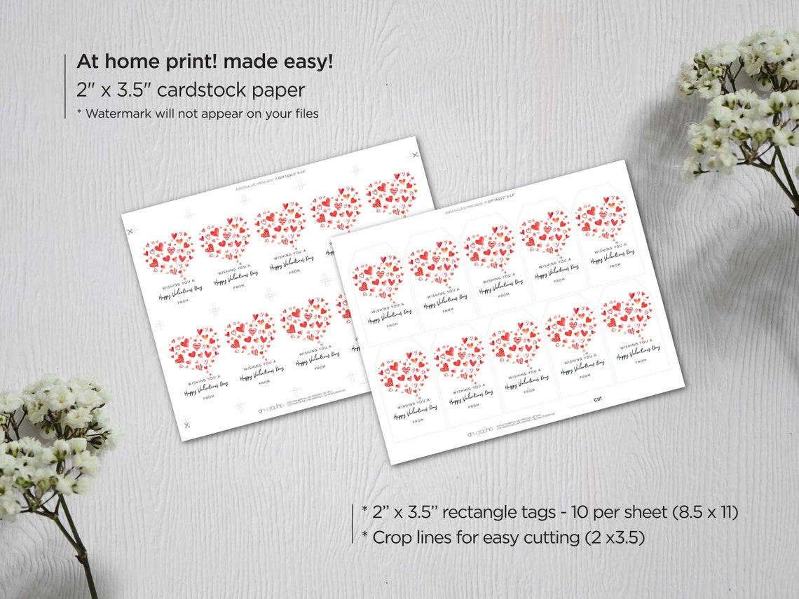 Printable Watercolor Love Hearts Gift Tag, Hearts Valentine's Tag ...