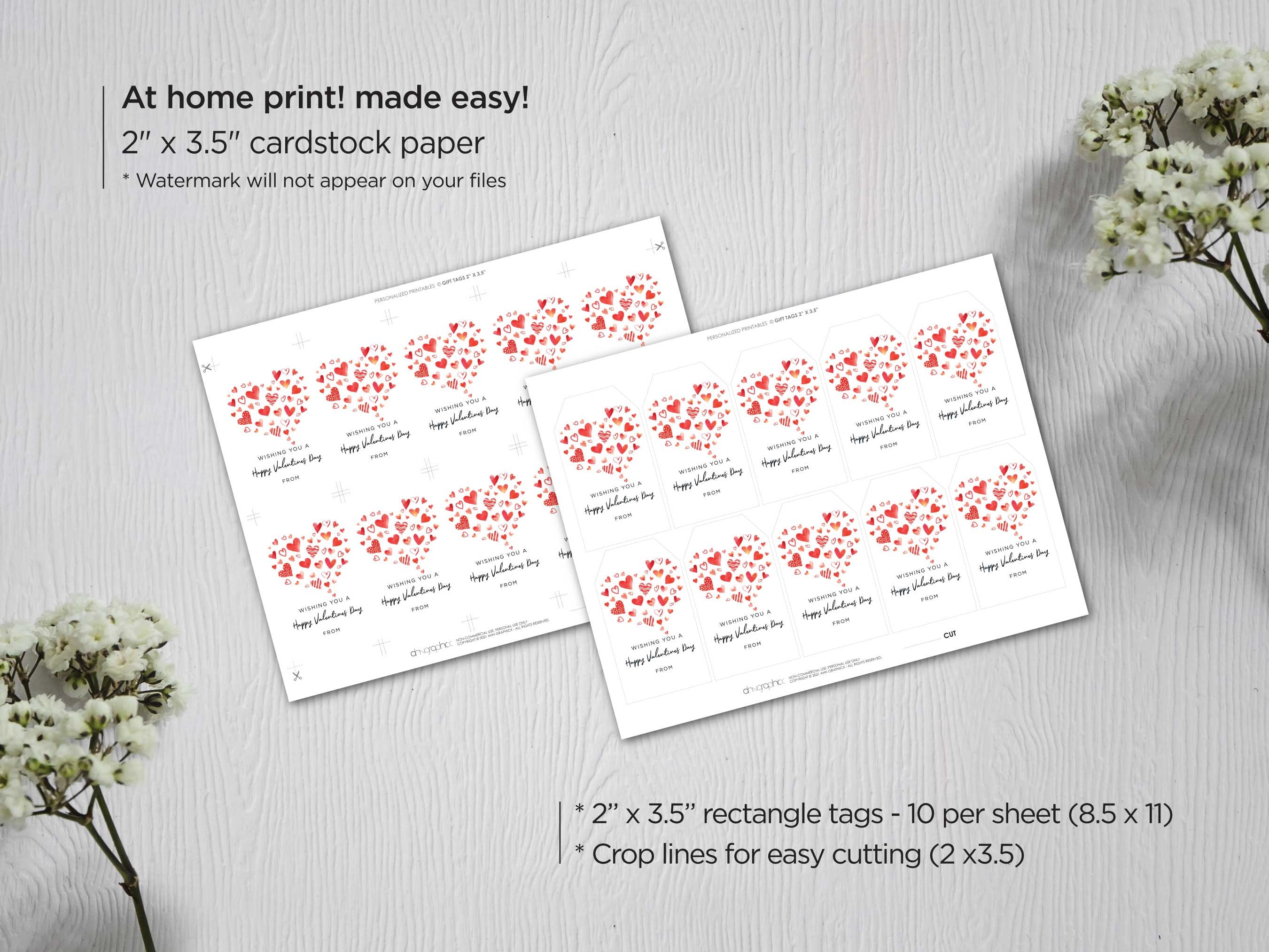 Printable Watercolor Love Hearts Gift Tag, Hearts Valentine's Tag ...