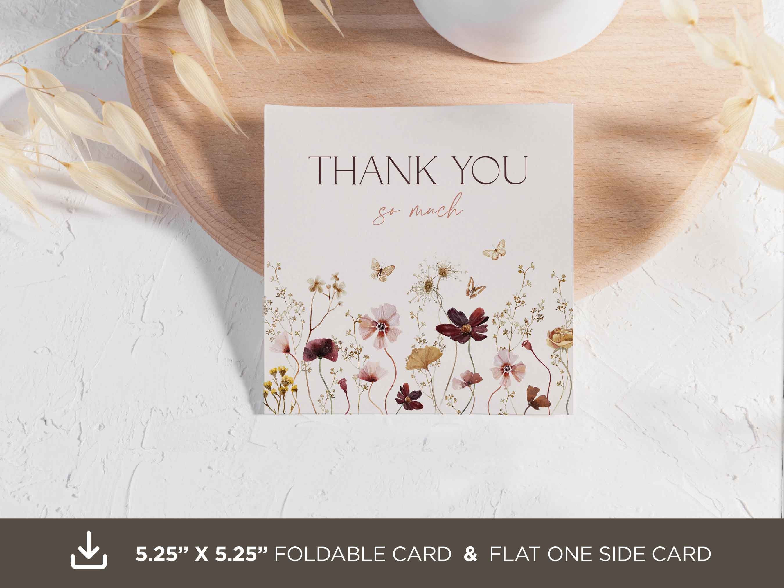 Wildflower Thank You Card Printable Wedding Thank Youfriend - Etsy