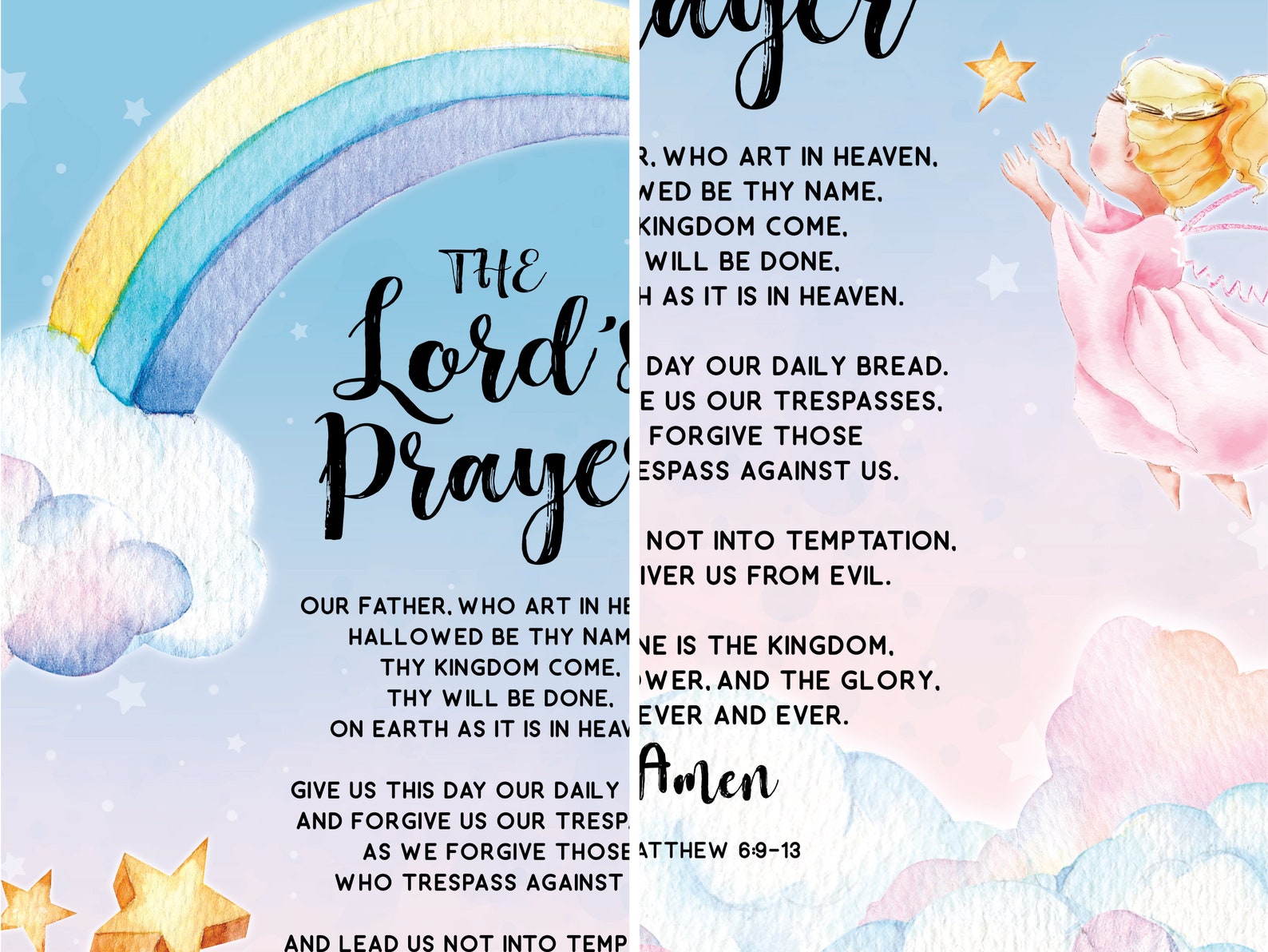 The Lord's Prayer Bible Verse Printable Wall Art for - Etsy