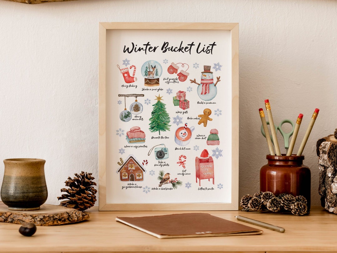 Winter Bucket List Art Print: Holiday Home Decor (digital Download) - Etsy