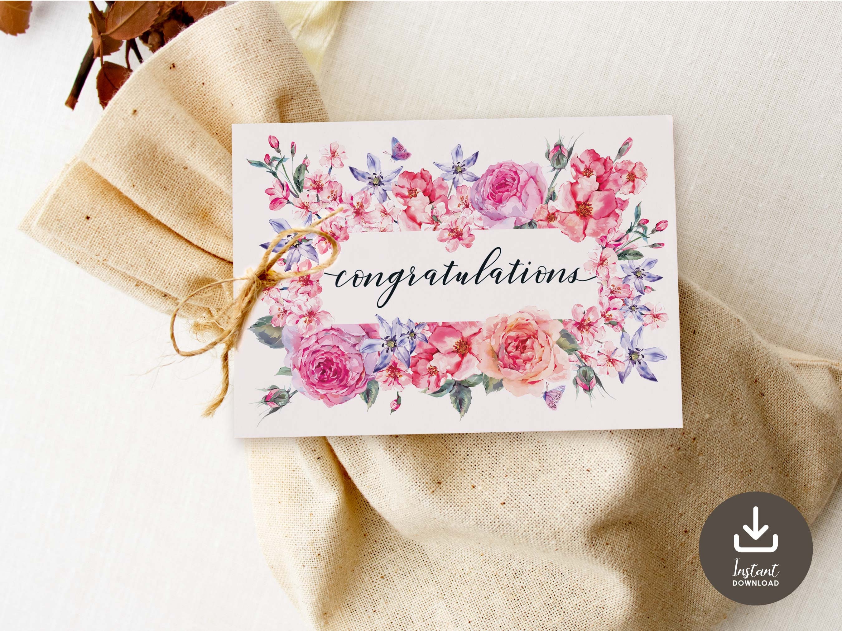 Congratulations Floral PRINTABLE Gift Tag, Congratulations Tags ...