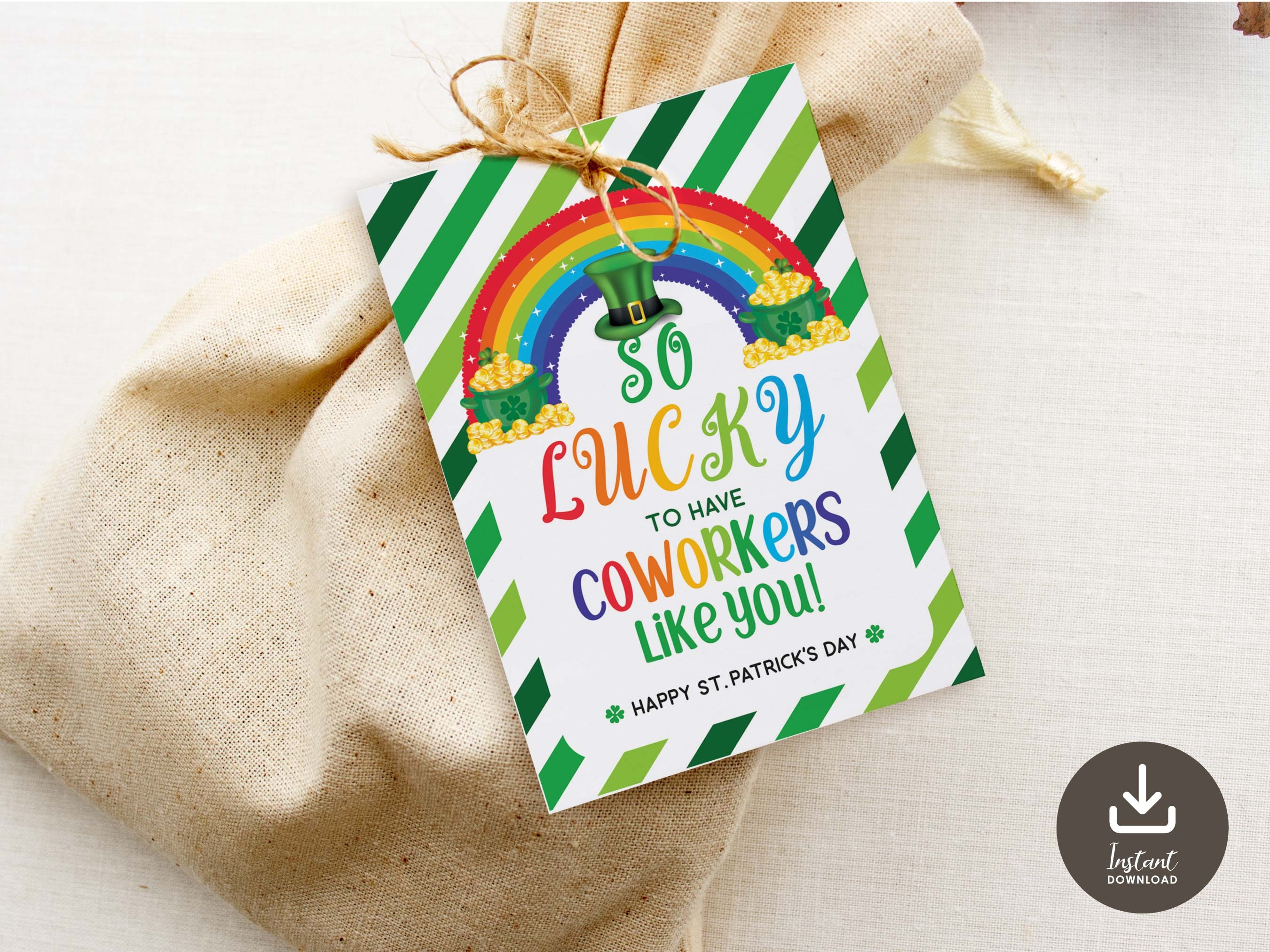 St. Patrick's Day Coworkers Printable Tag,lucky to Have Coworkers Gift ...