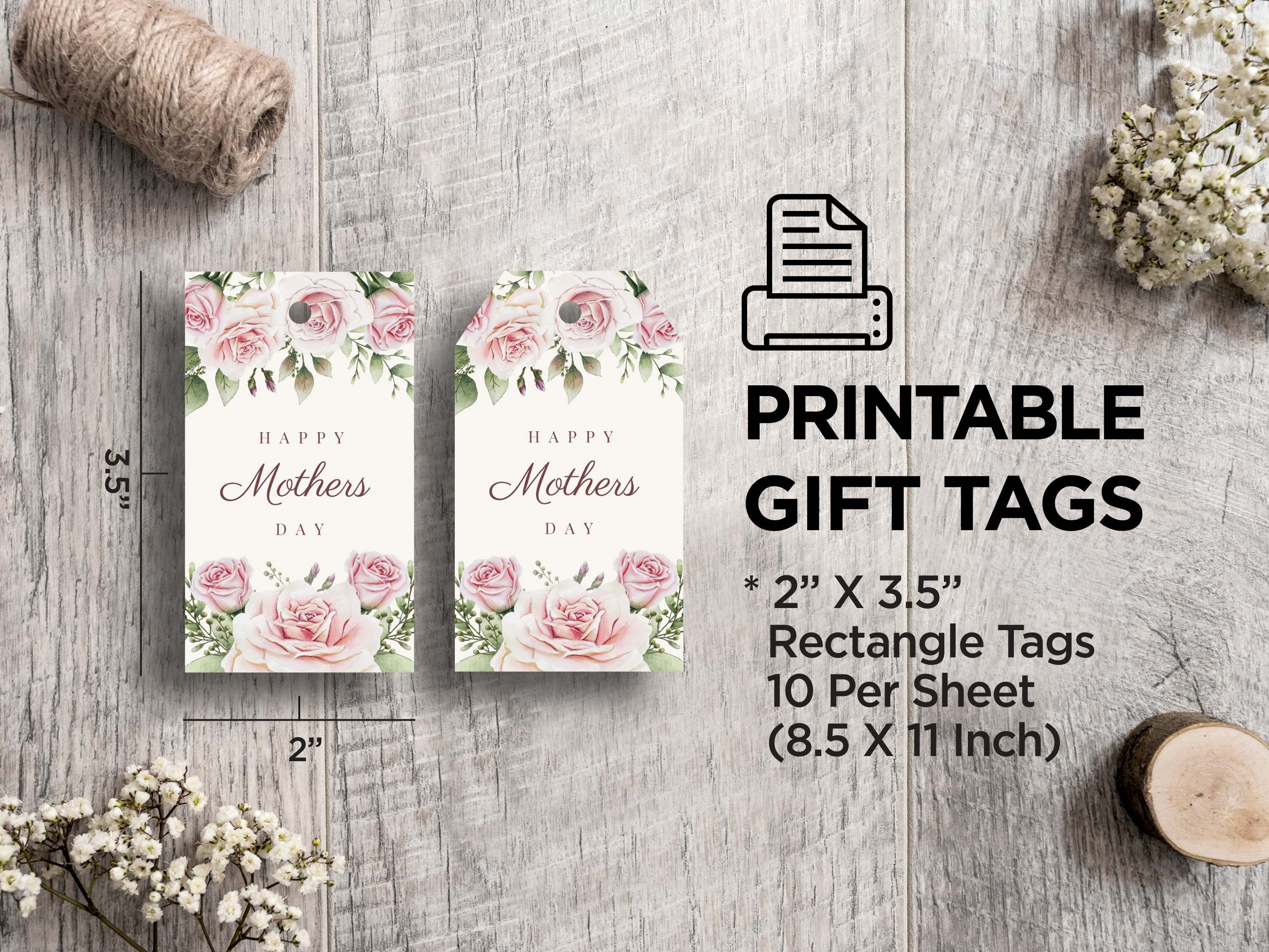 Printable Floral Happy Mother's Day Favor Tags, Tags for Mom for ...