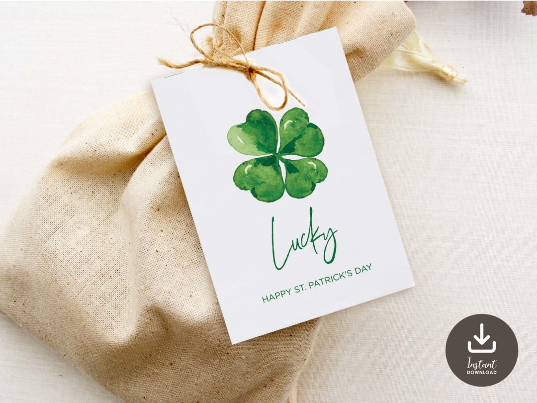 St Patrick's Day Clover Gift Tag: Lucky Printable Card (digital ...