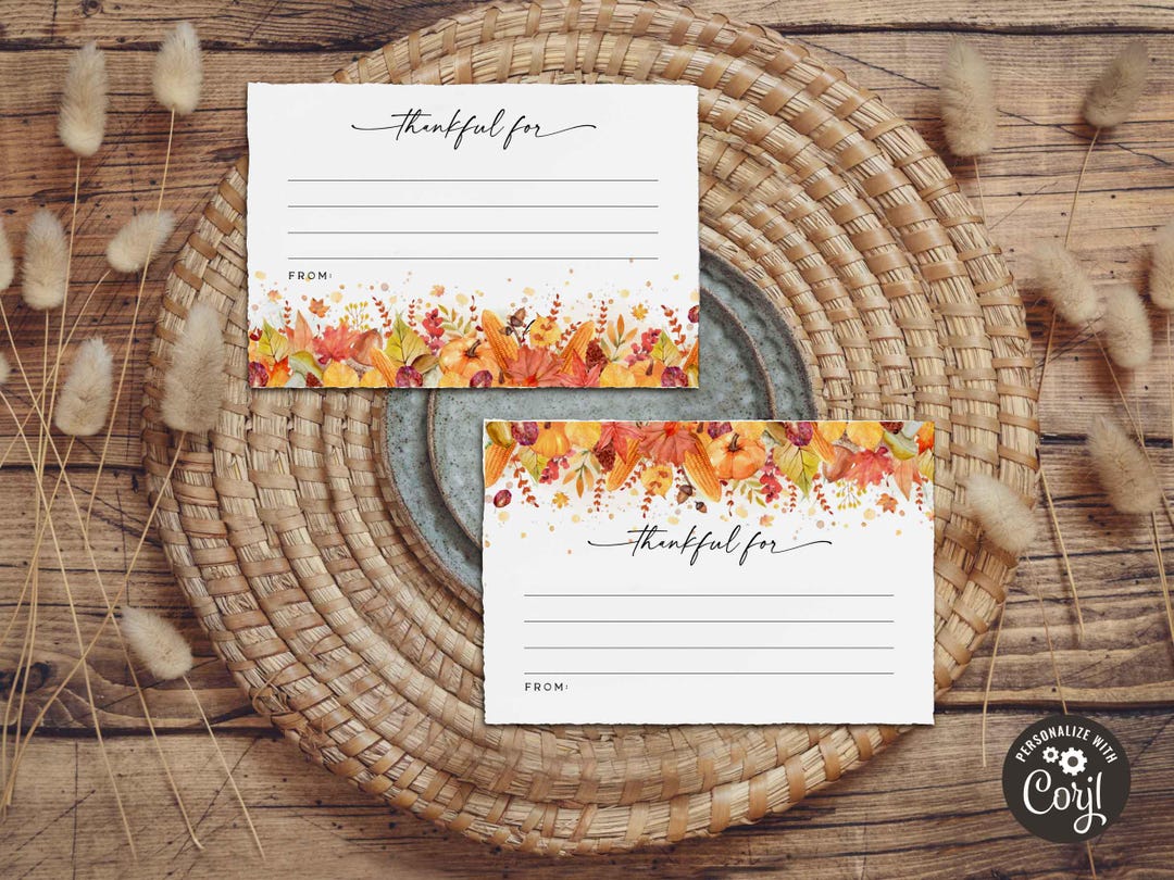 Friendsgiving Thankful Notes Template: Autumn Leaves Design (edit With ...