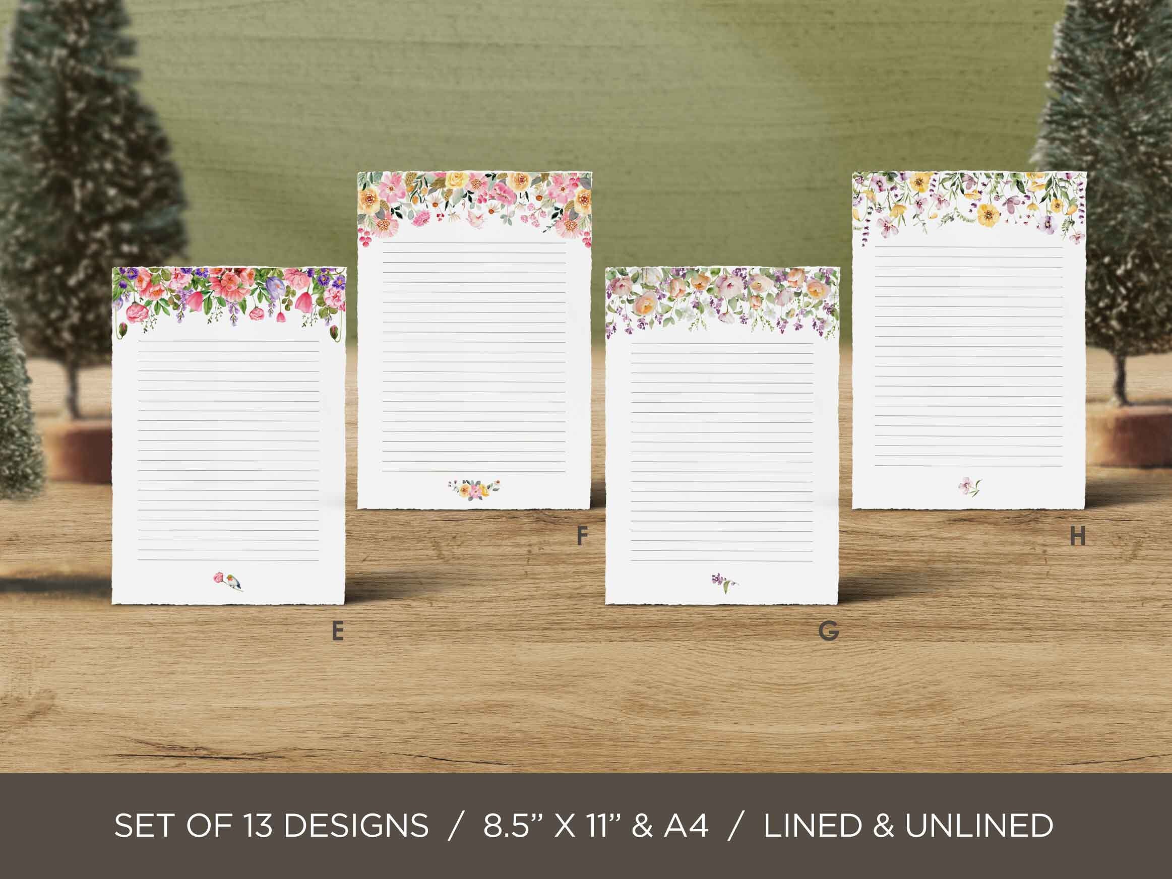Letter Writing Bundle, Flowers Printable Stationery, Printable Floral ...