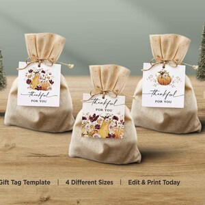 DIY Editable Thankful for You Gift Tag,printable Autumn Favor Tag ...