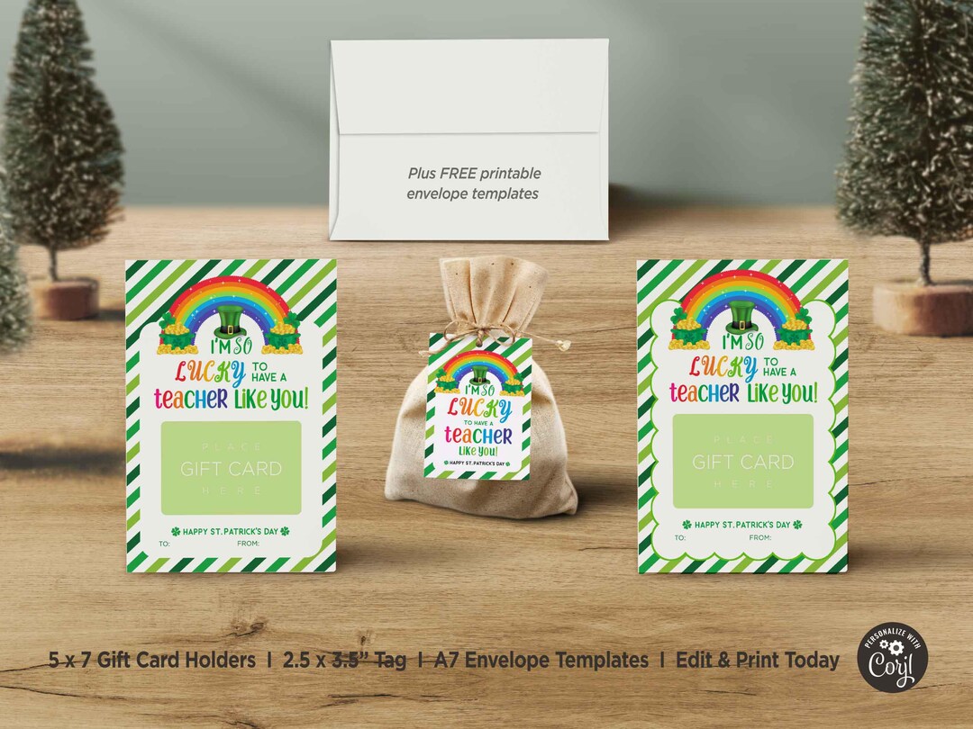 EDITABLE St. Patrick's Day Teacher Gift Card Holder,teacher St. Patrick ...