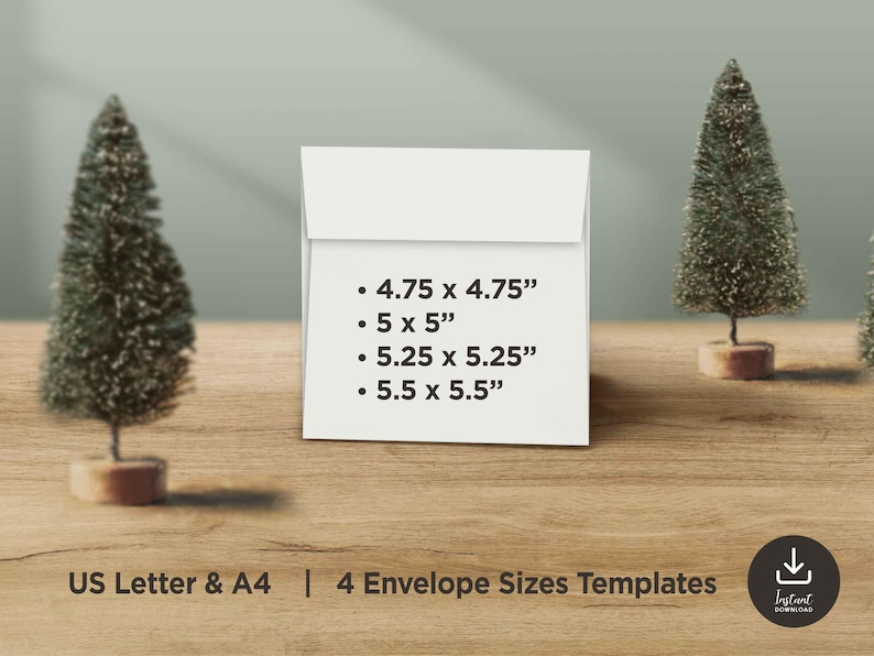 Printable Square Envelope Template for A4 & US Letter Paper, DIY ...