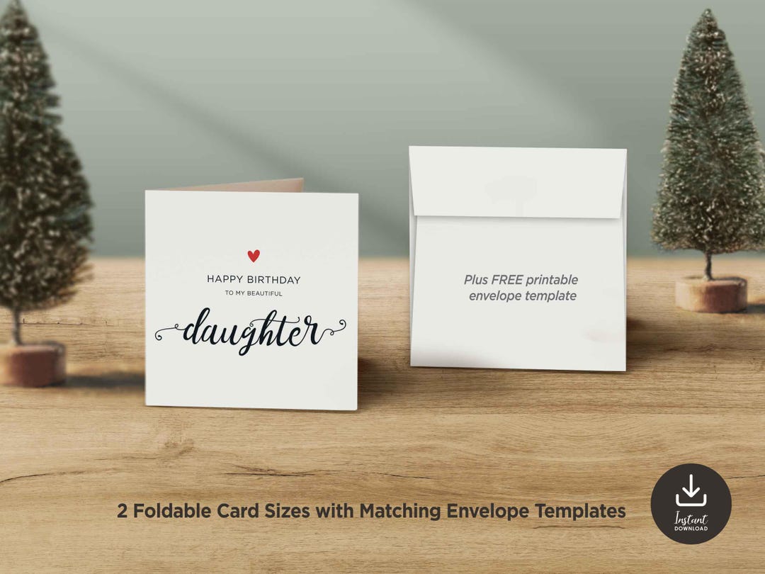 Printable Daughter Birthday Card, to My Beautiful Daughter, Cute ...