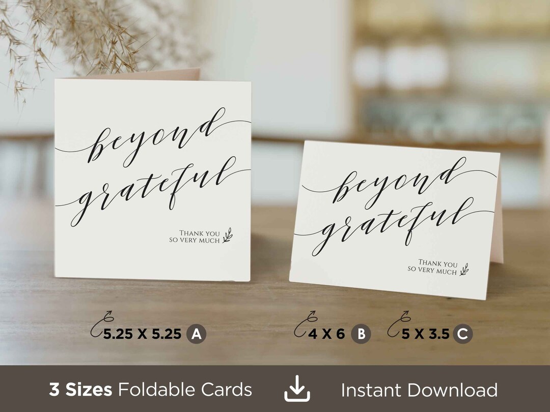 Beyond Grateful Thank You Cards,beyond Grateful Greeting Card,printable ...