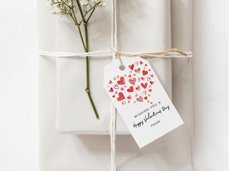 Printable Watercolor Love Hearts Gift Tag, Hearts Valentine's Tag ...