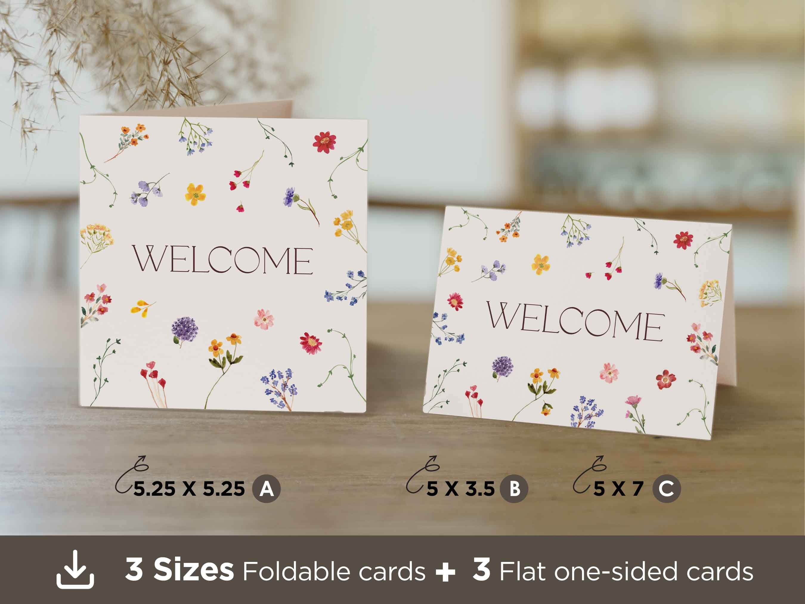 Wildflower Welcome Cards, Printable Wedding Welcome Card, Neighbor ...
