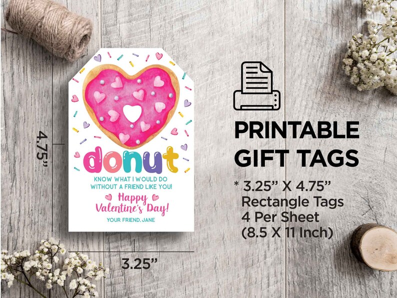 Donut Valentine Gift Tag Classroom Valentine's Day Gift Label Donut ...