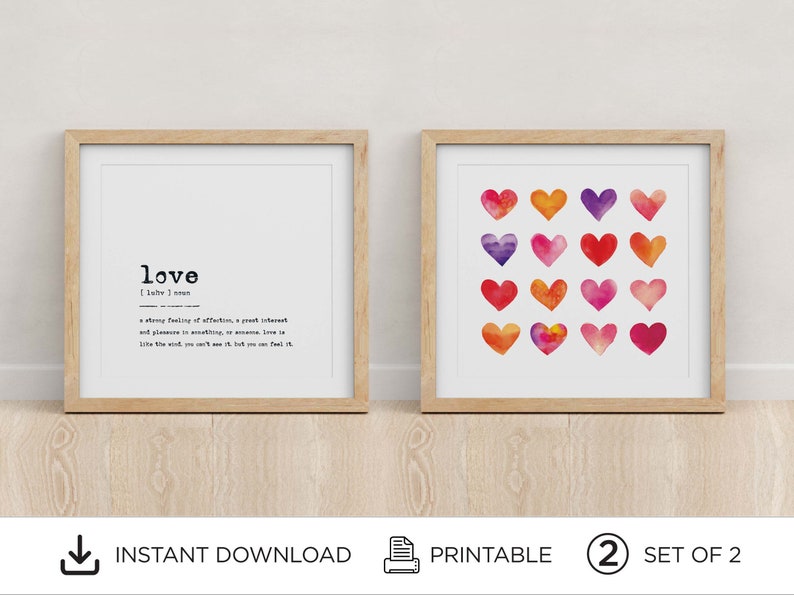 Printable Mini Note Cards Set of 6, Mini Heart Note Card Set, Love Note ...