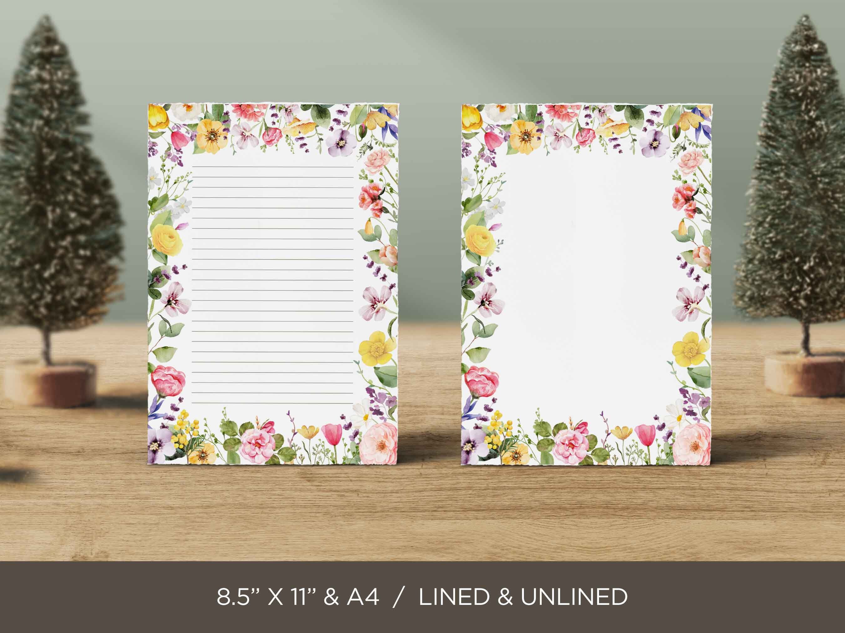 Floral Printable Stationery, Printable Writing Paper, Aesthetic ...