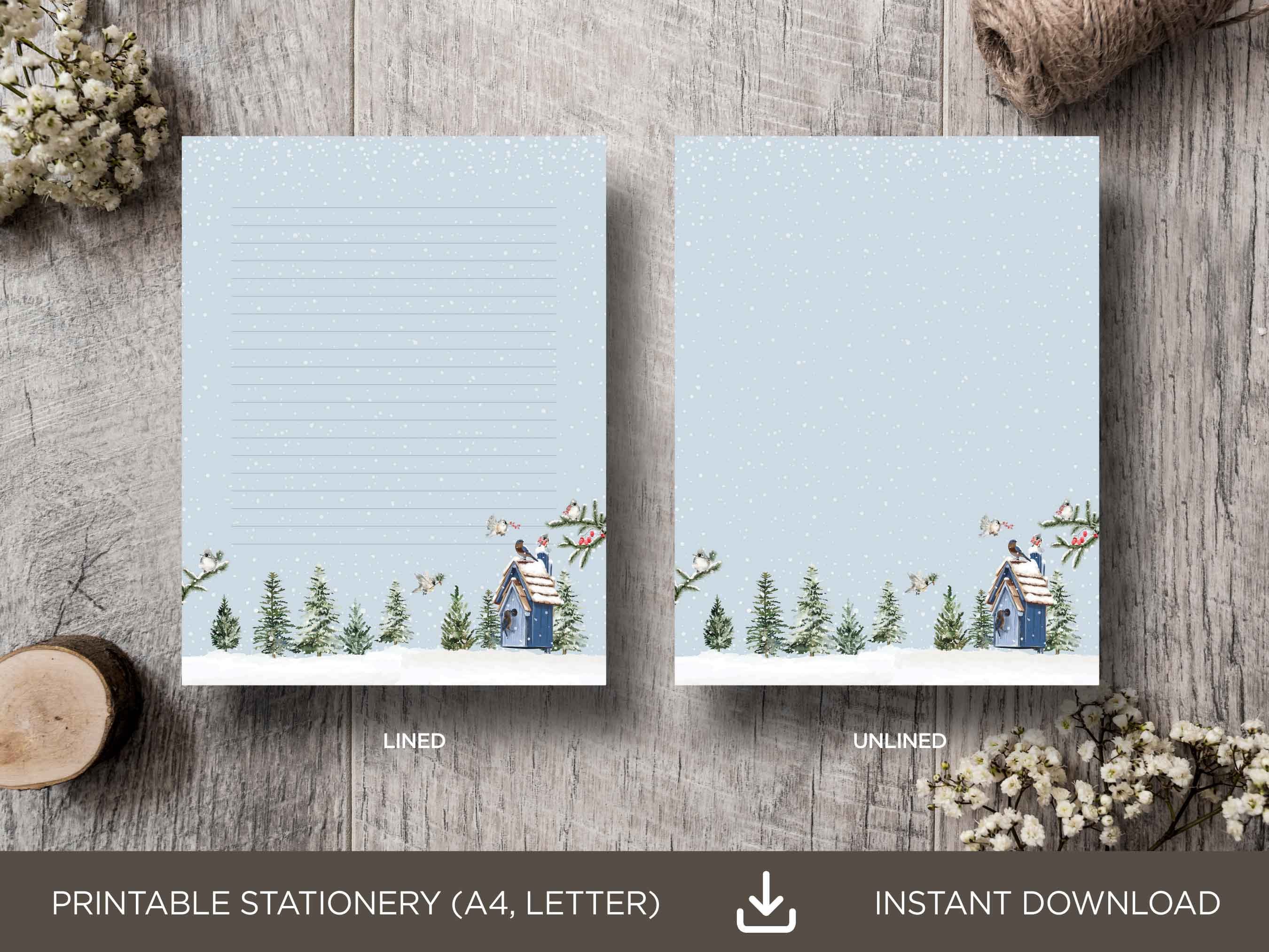 Printable Winter Forest Stationery Writing Paper,winter Stationary ...