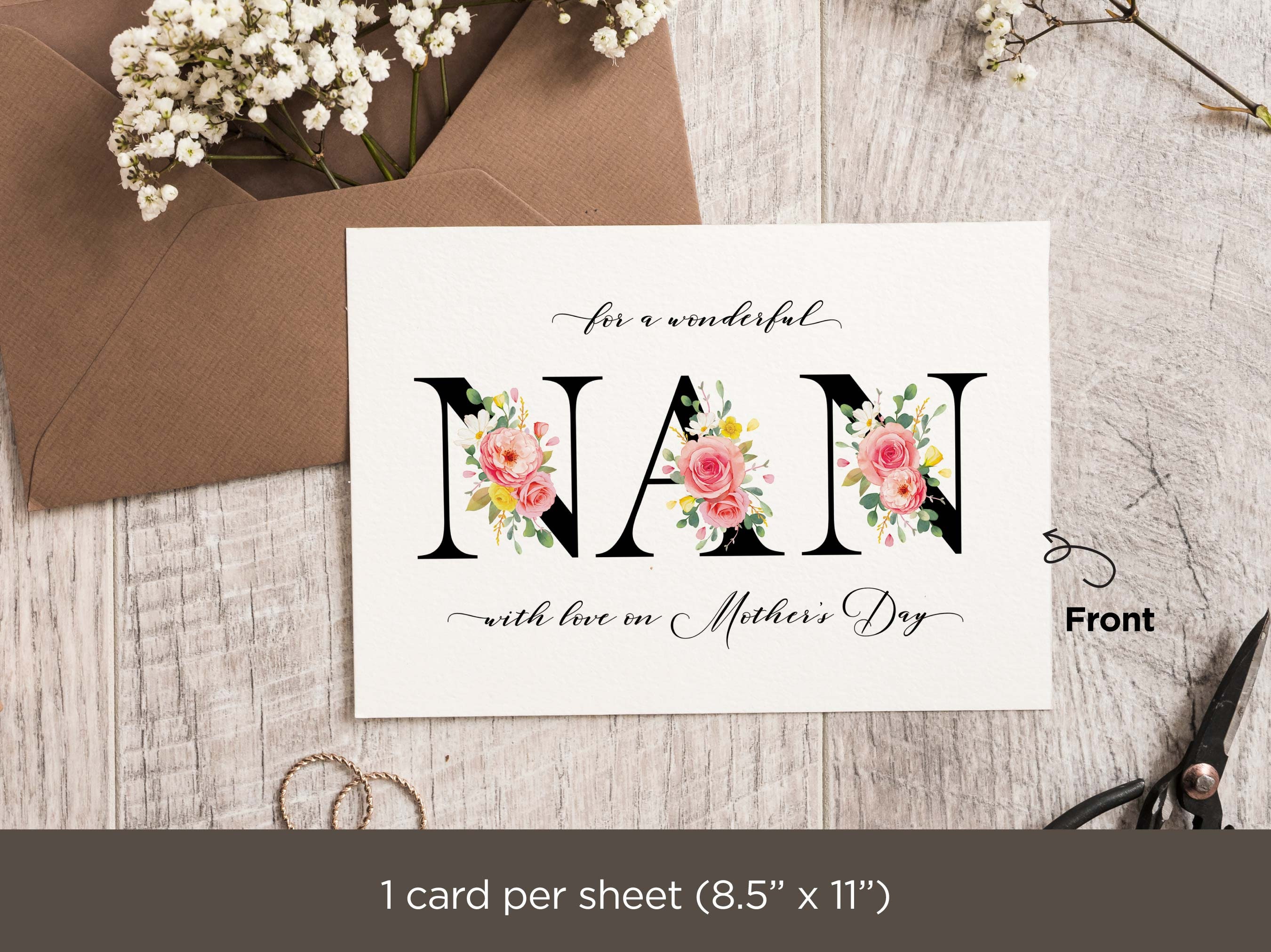 Floral Wonderful Mothers Day Nan Printable Card, Floral Mothers Day Nan ...