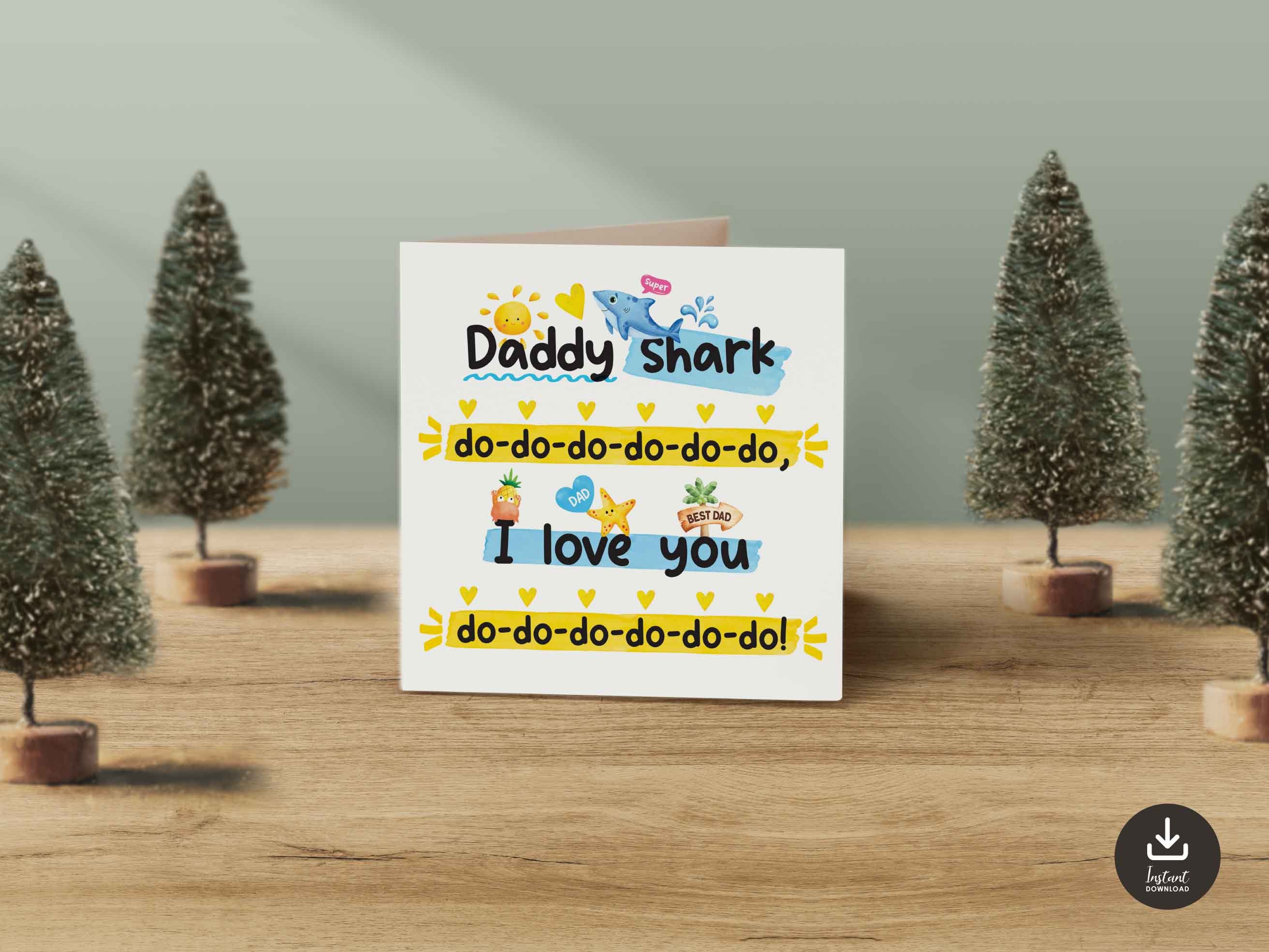 Father's Day Card for Daddy, Printable Father's Shark Card, Funny ...