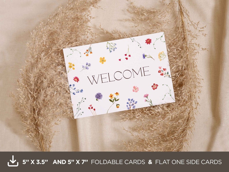 Wildflower Welcome Cards, Printable Wedding Welcome Card, Neighbor ...