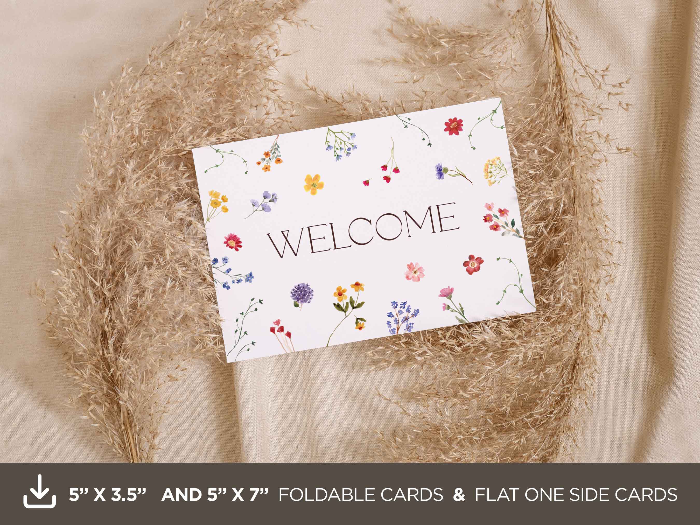Wildflower Welcome Cards, Printable Wedding Welcome Card, Neighbor ...