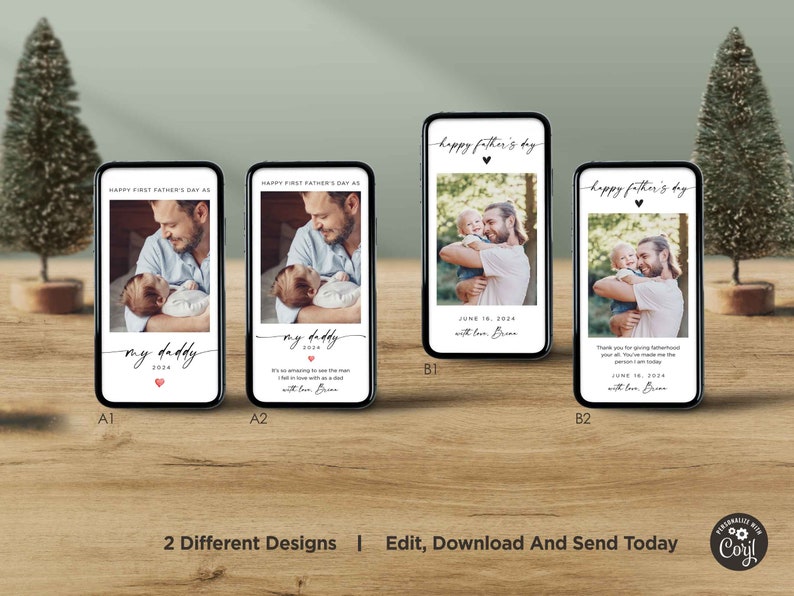 Electronic Father's Day Card Template,digital First Father's Day Card ...