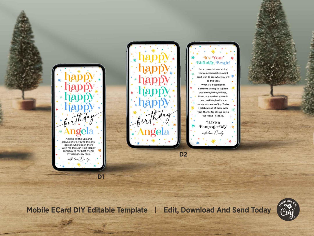 Personalized Electronic Birthday Card Template: Mobile E-card (edit ...