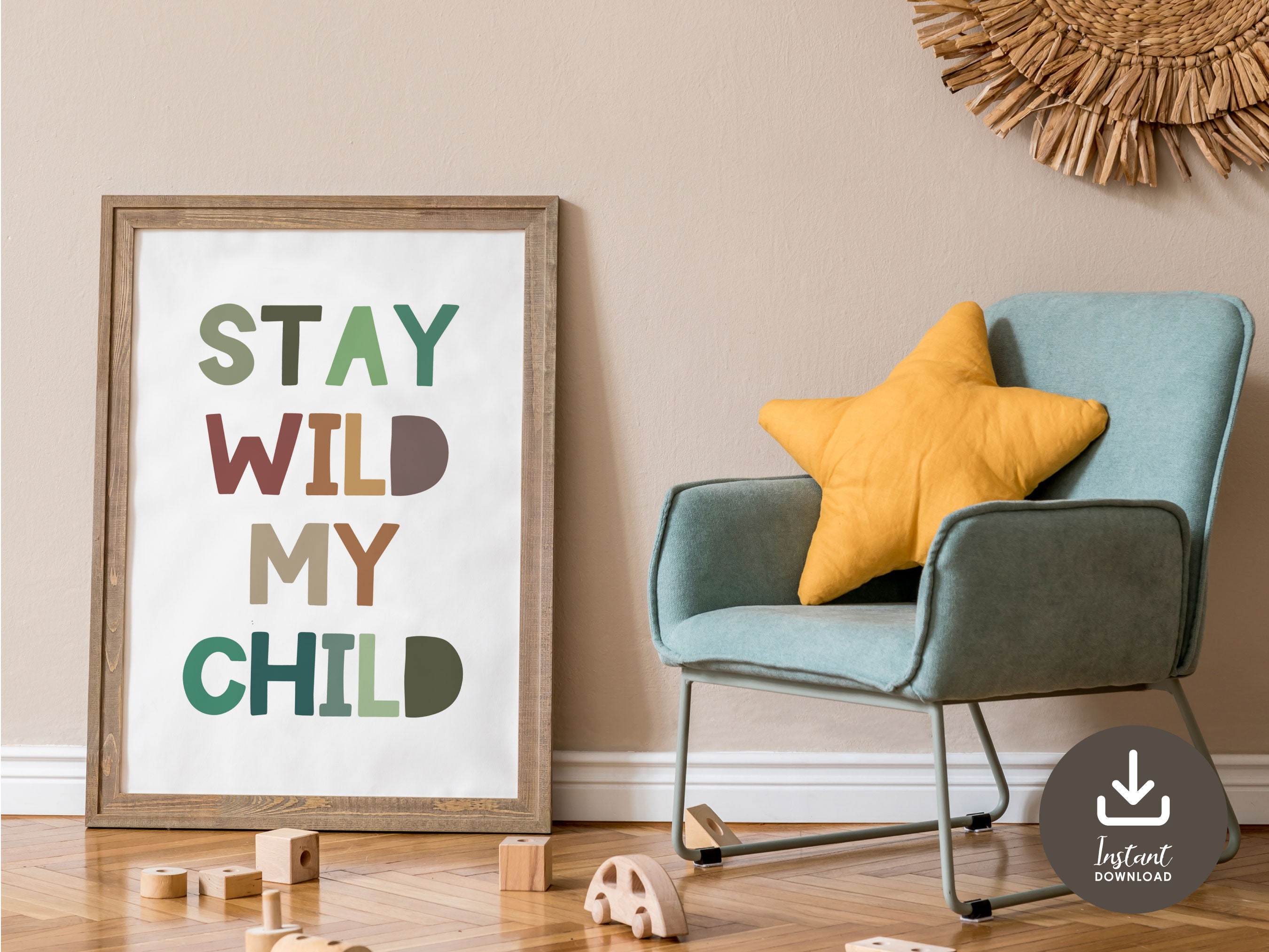 Stay Wild My Child Printable Wall Art Nursery Bedroom Kids - Etsy