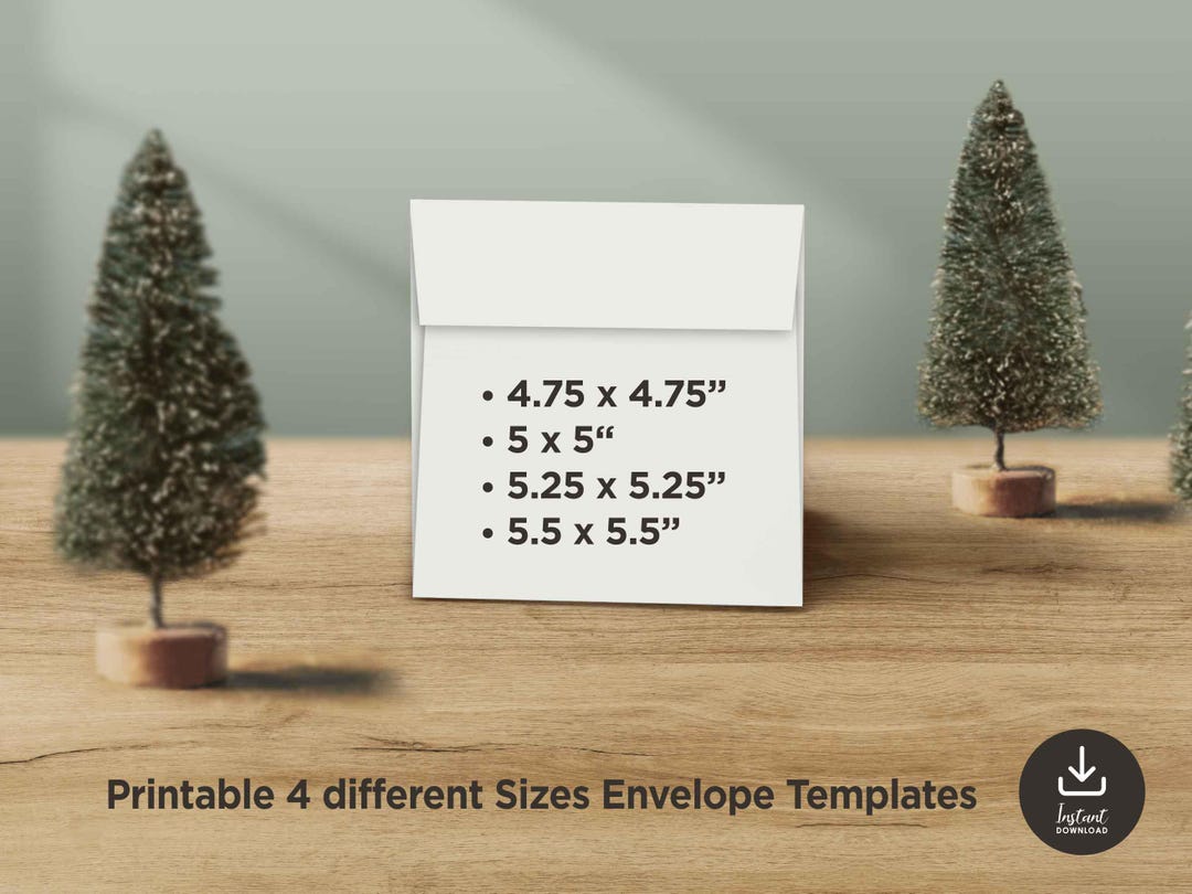 Printable Square Envelope Template Set of 4, DIY Envelopes for ...