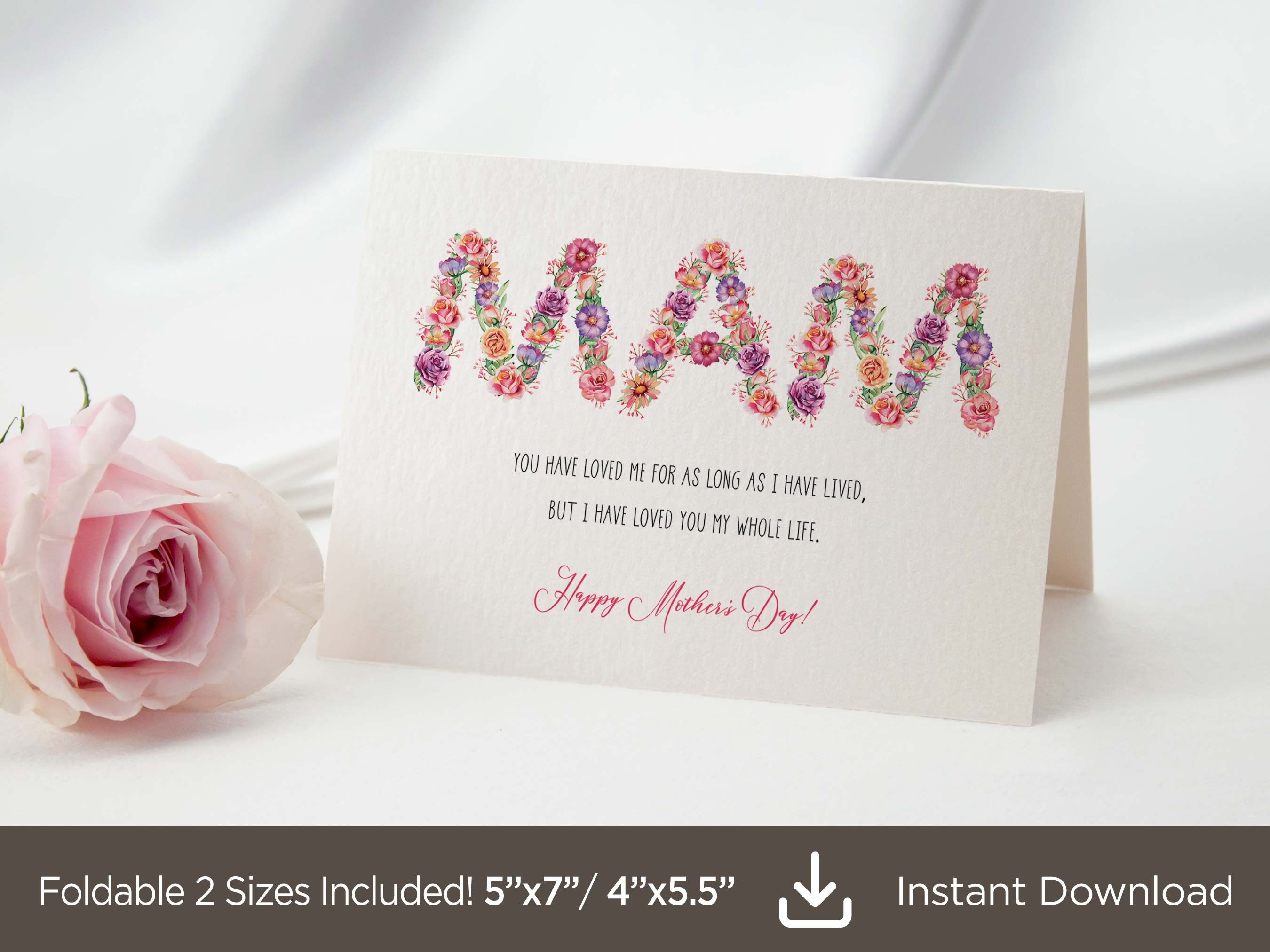 Floral Happy Mothers Day Mam Printable Card, Floral Mothers Day Mam ...