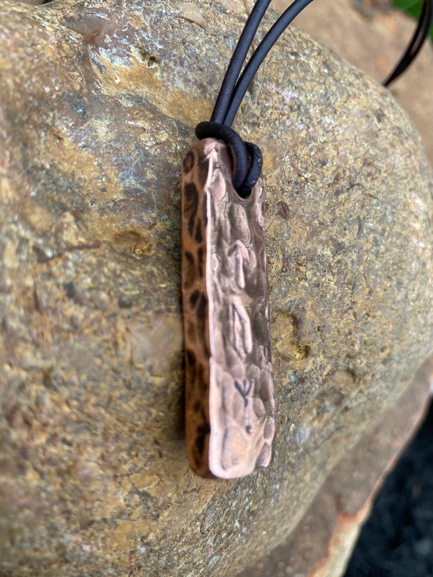 The viking Rune Copper Amulet: Copper and Leather - Etsy