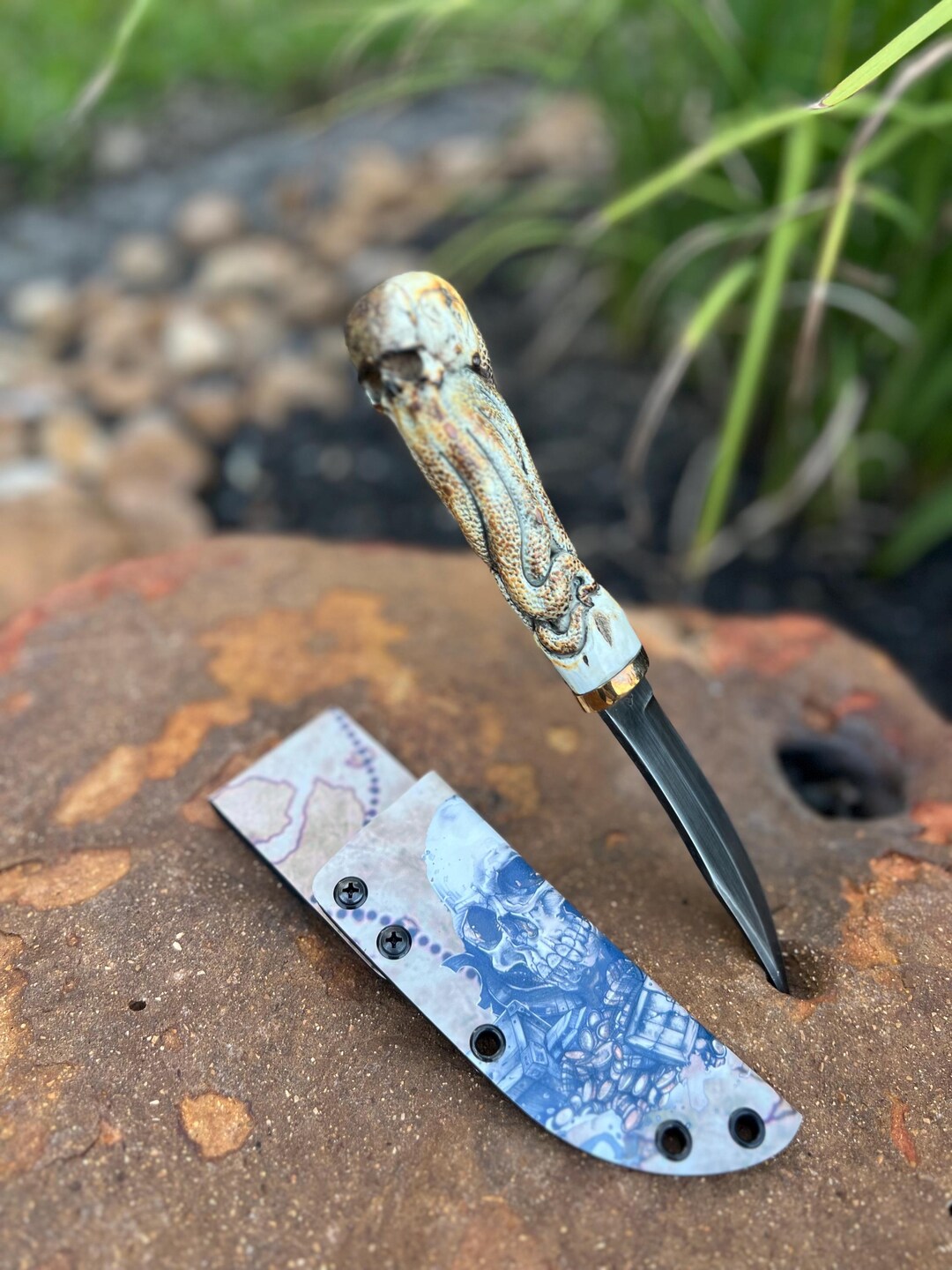 The Sunken Treasure! Beautiful, Hand Carved Moose Antler Skull/octopus ...